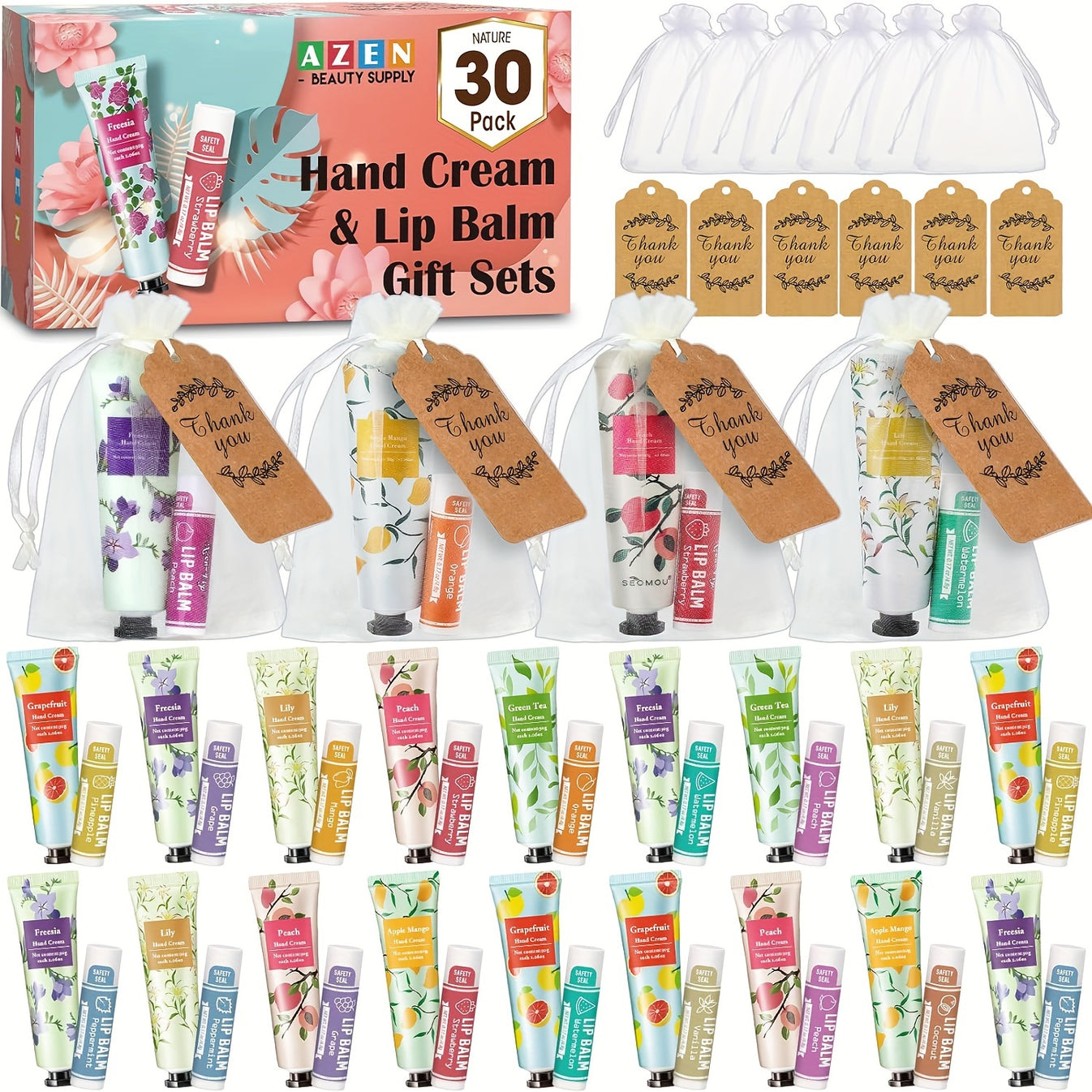 Pamper & Thank: 30 Luxury Hand Cream & Lip Balm Gift Sets