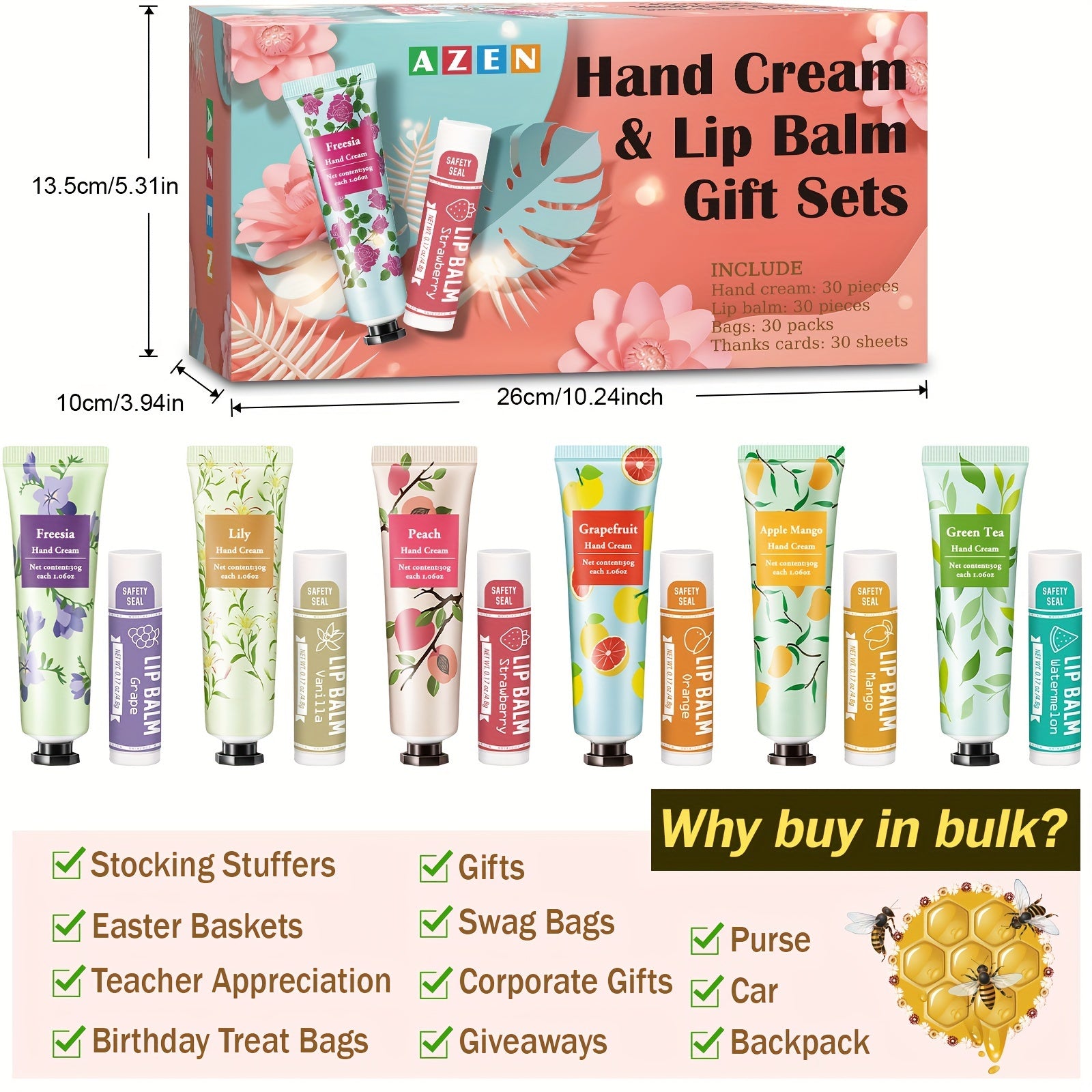 Pamper & Thank: 30 Luxury Hand Cream & Lip Balm Gift Sets