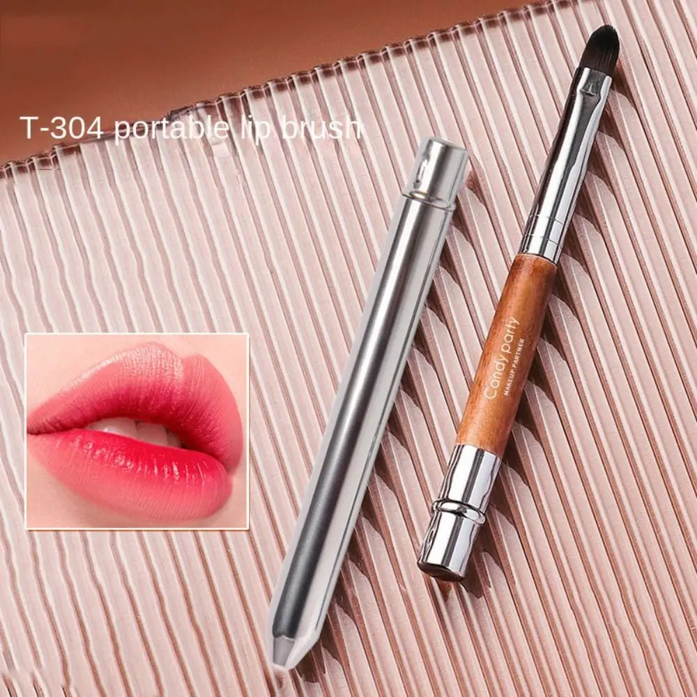 Elegant Metal Handle Eyeshadow & Lip Brush for Flawless Makeup