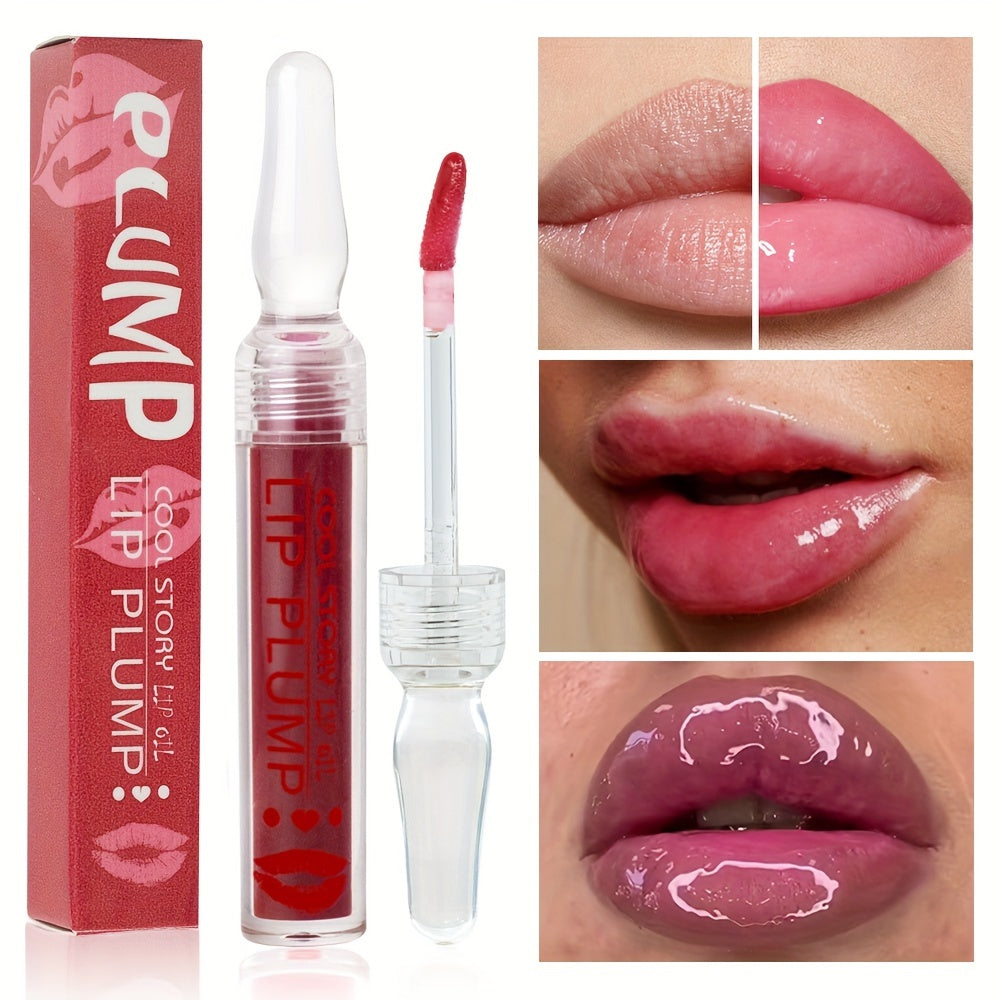 Glossy Red Tinted Lip Oil - Moisturizing & Wrinkle-Reducing Delight