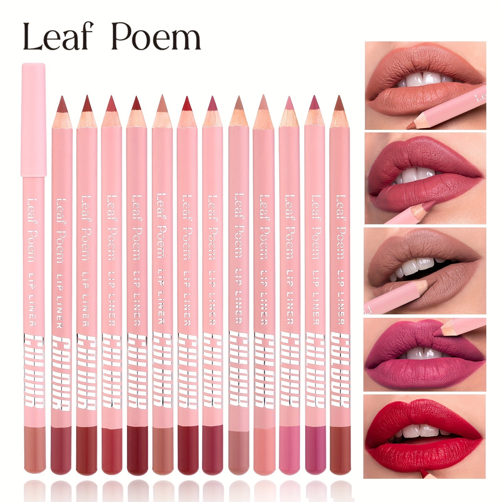 LEAF POEM 12-Color Matte Lipstick & Liner Set - Elevate Your Look