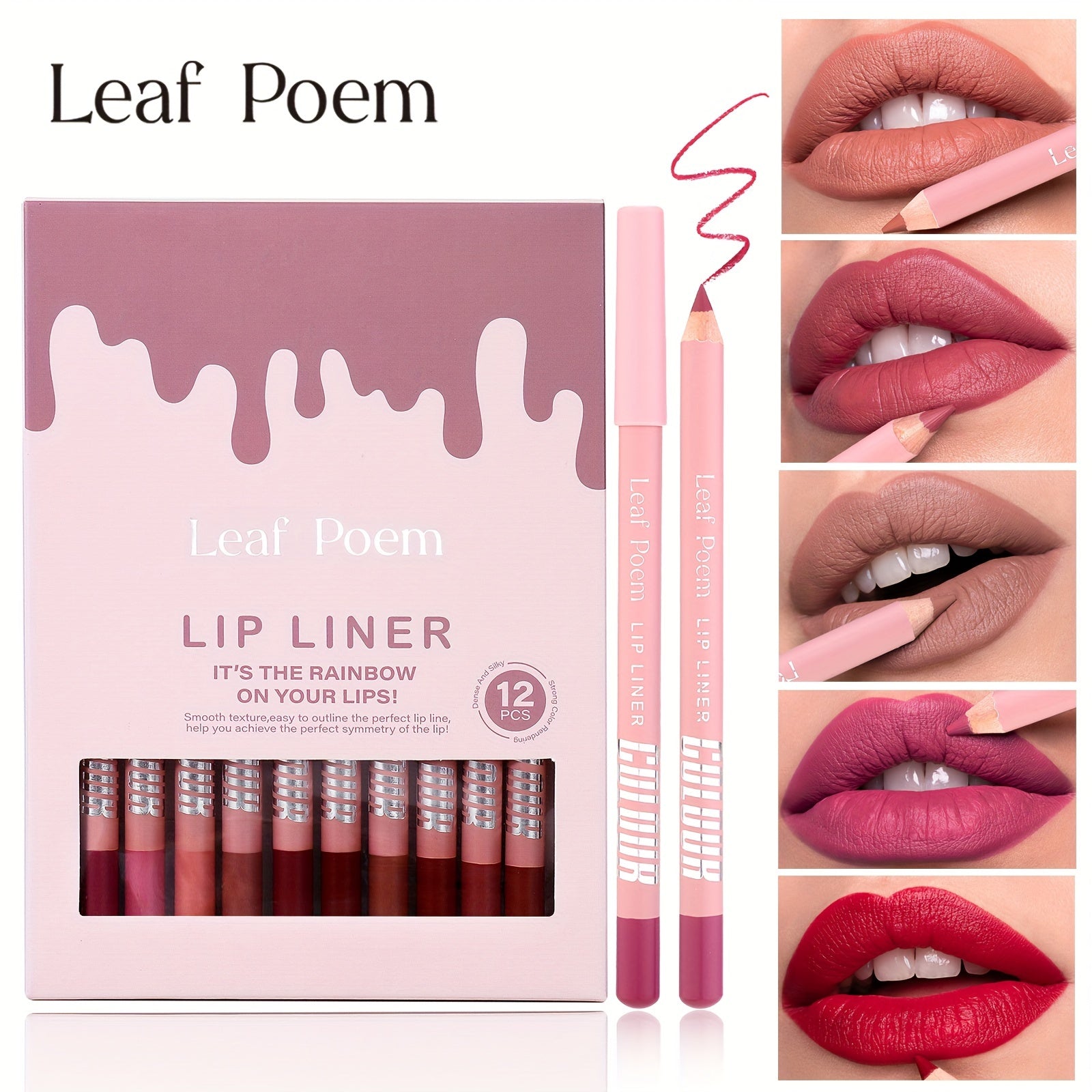 LEAF POEM 12-Color Matte Lipstick & Liner Set - Elevate Your Look