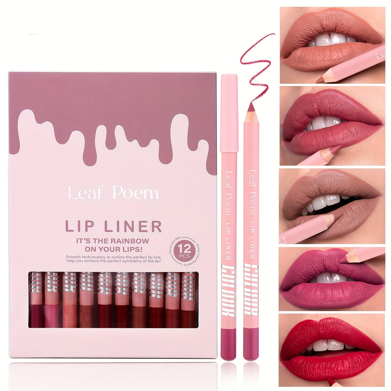 LEAF POEM 12-Color Matte Lipstick & Liner Set - Elevate Your Look