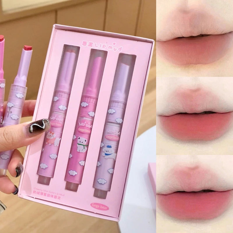 Matte Heartfelt Kiss Lipstick Trio - Nude Waterproof Lip Gloss Set for ...