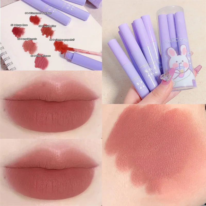 Matte Lip Gloss Set 5/6pcs Waterproof Long Lasting Color