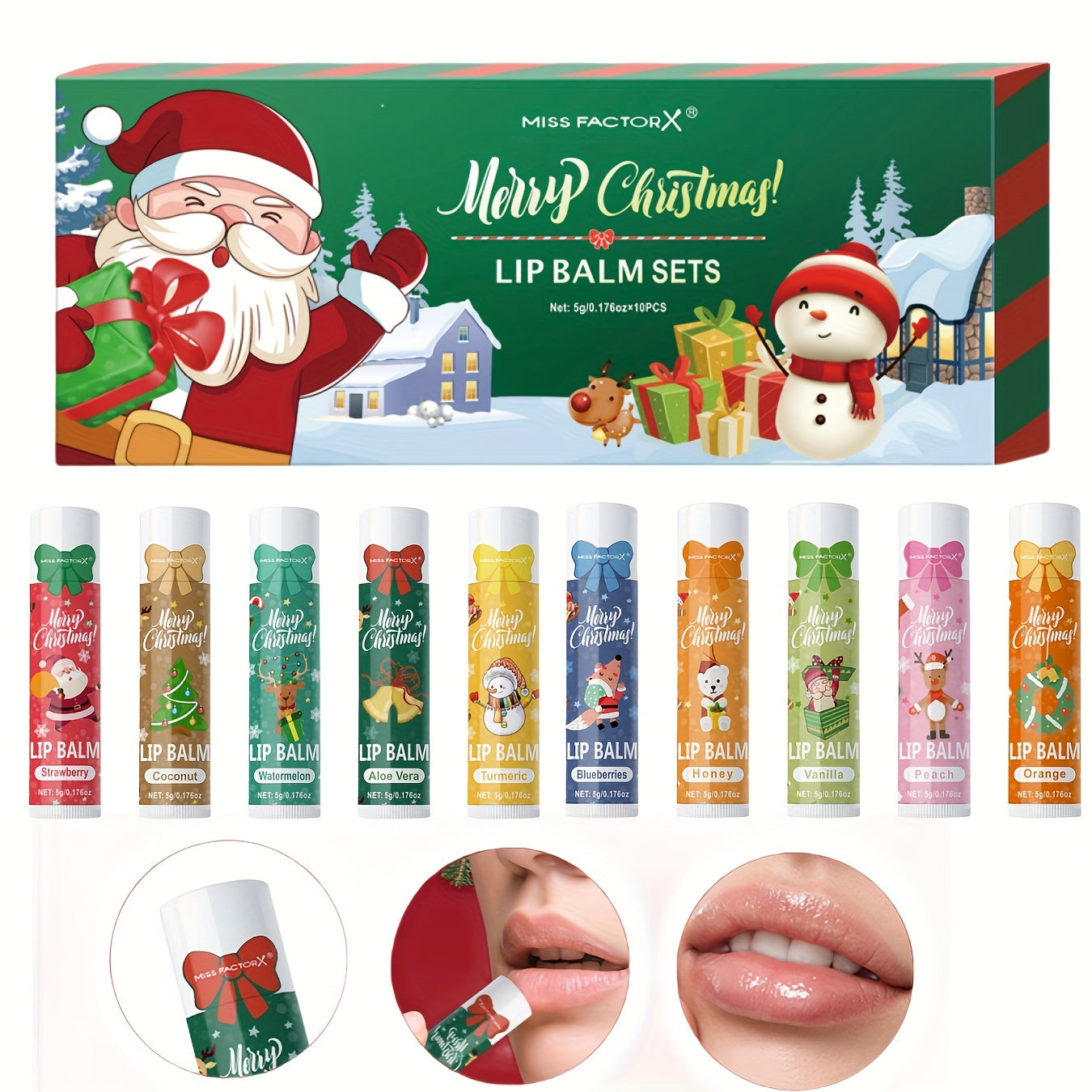 Merry Christmas Lip Balm Set 10-Piece Balm Set - Get Yours Now