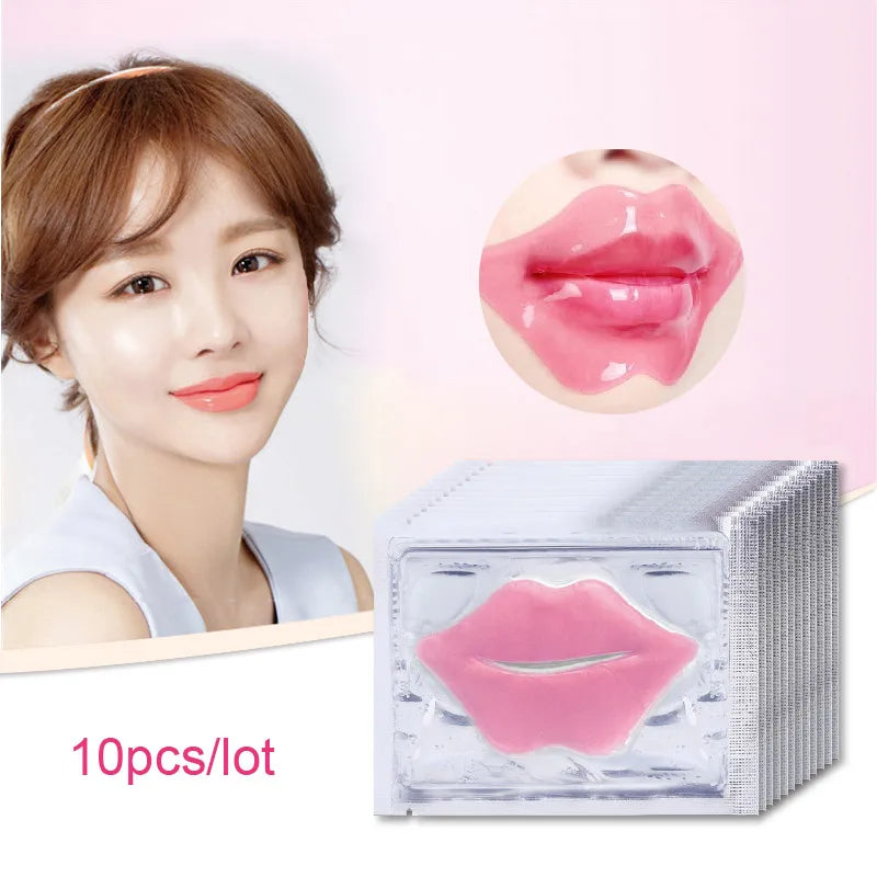 Pink Crystal Lip Masks - 10Pcs Collagen Plumper & Hydrating Treatment