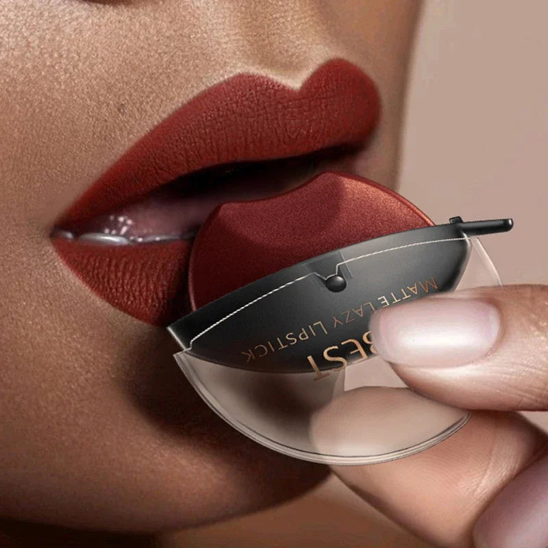 QIBEST Lip-shaped Lipstick Long Lasting Velvet Matte Gloss
